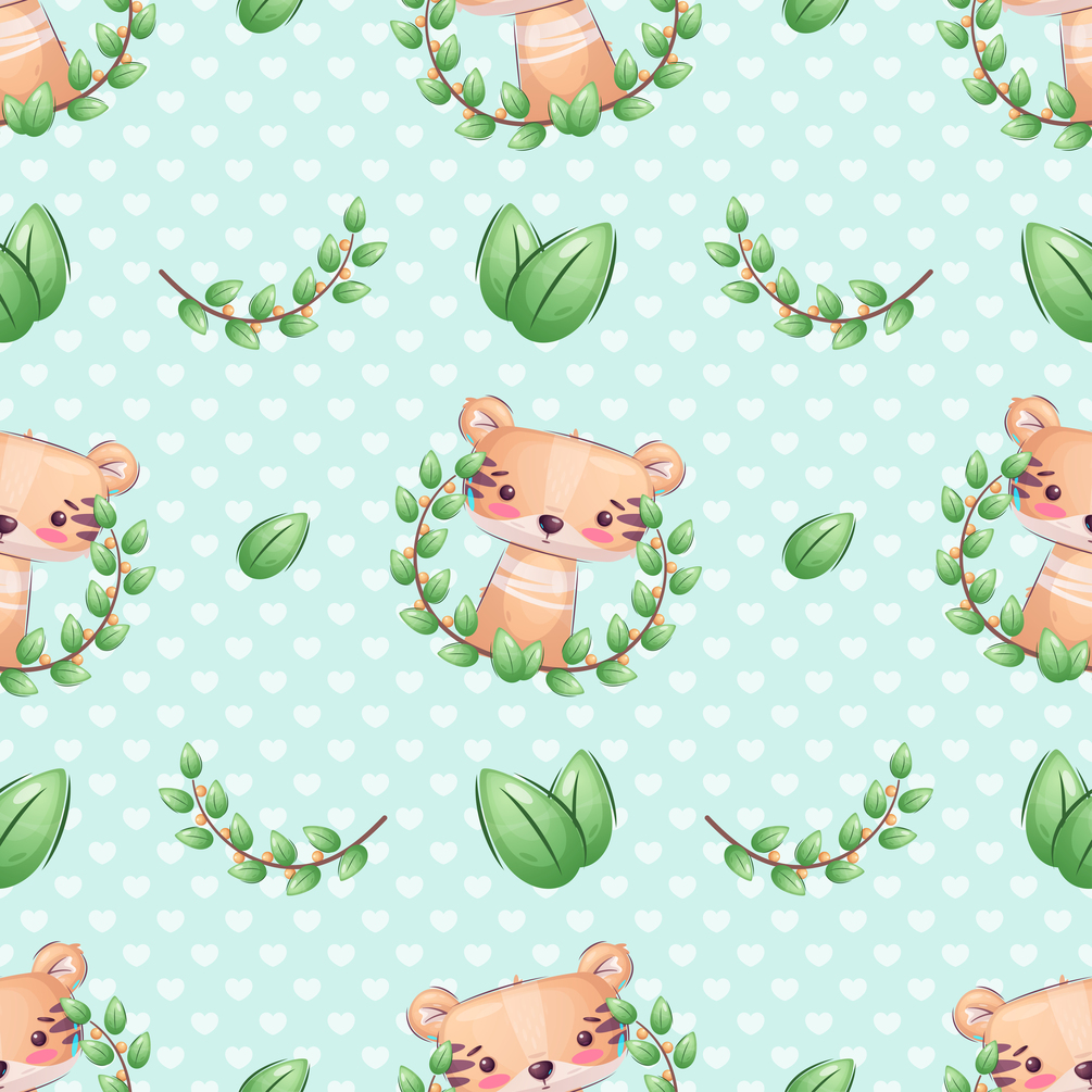 Set Cute Sticker - Seamless Pattern