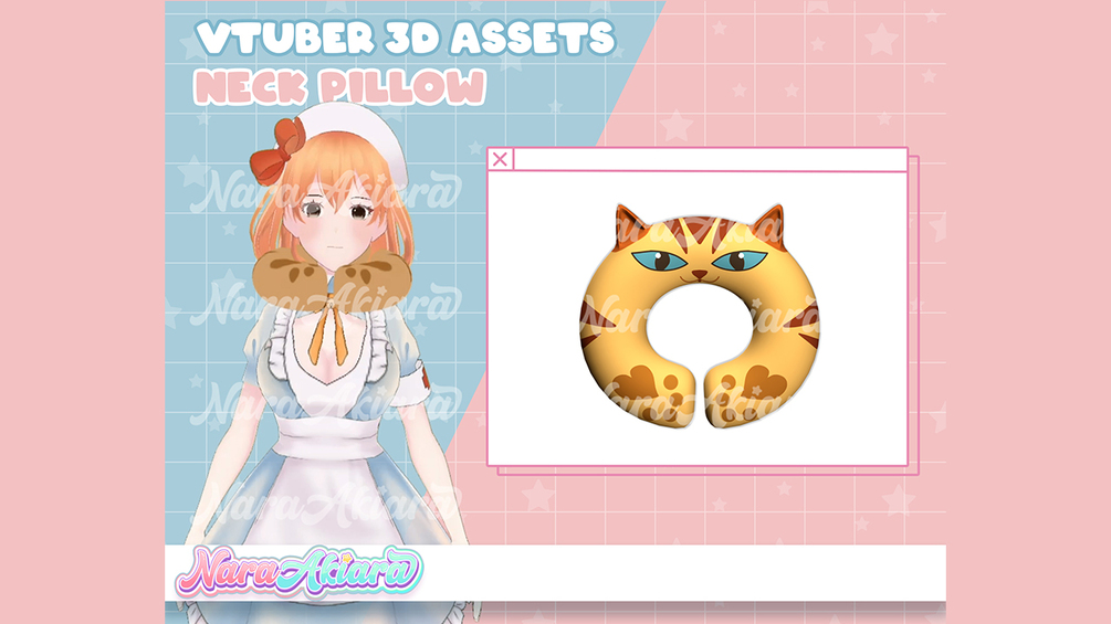 3D Vtuber Assets Orange Cat Neck Pillow Vroid Commission, 3D assets ...
