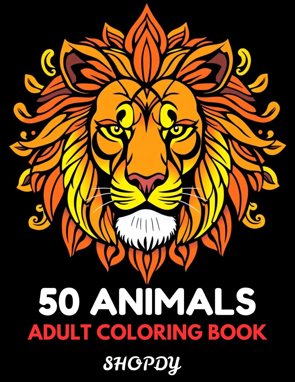 50 Animals adult coloring book