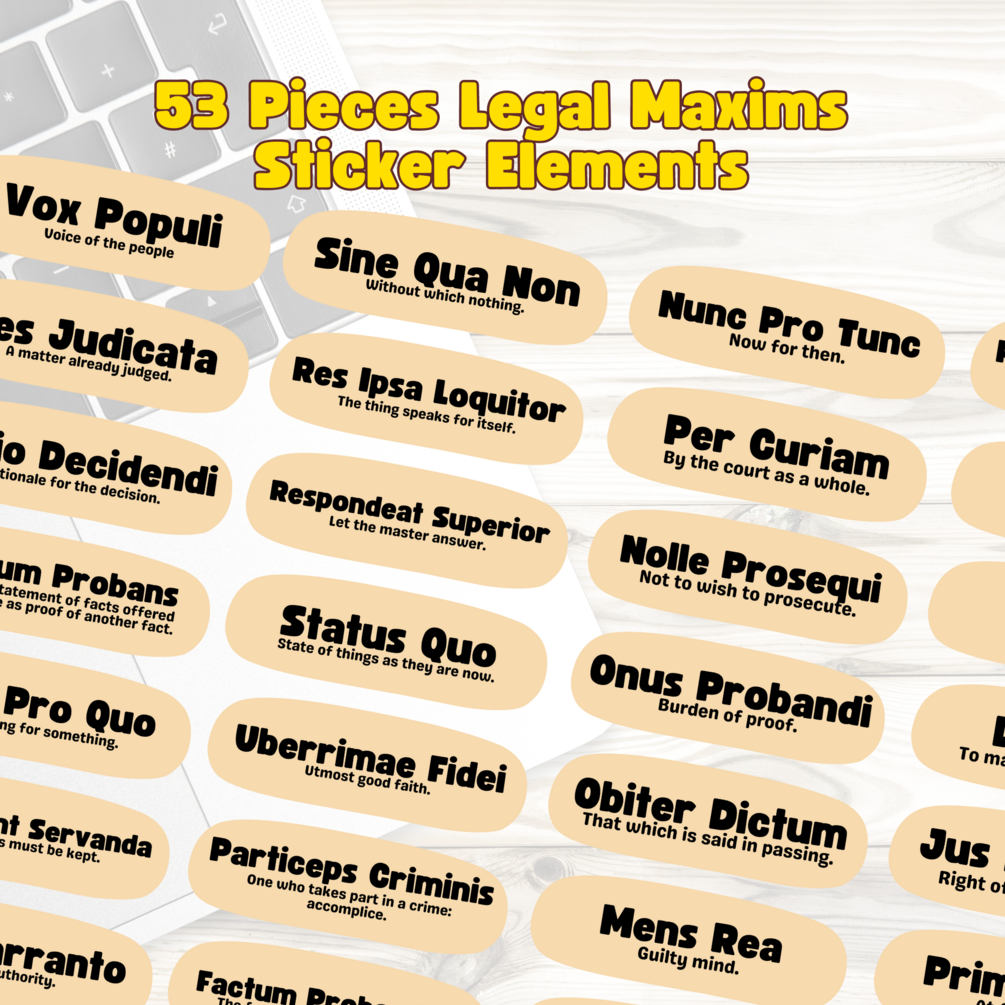 53 pieces Famous Legal Maxims / Latin Maxim / Law Maxim Sticker Elements