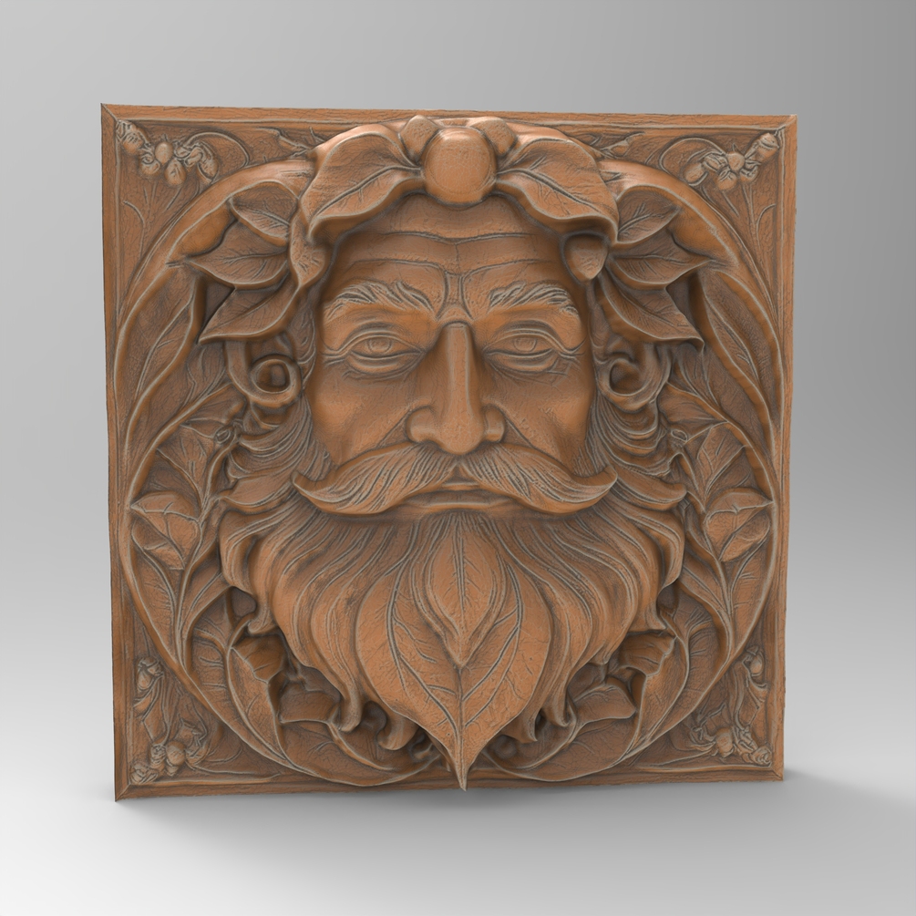 Green Man 3D Relief Model for CNC Router, 3D Printer, Laser Carving ...