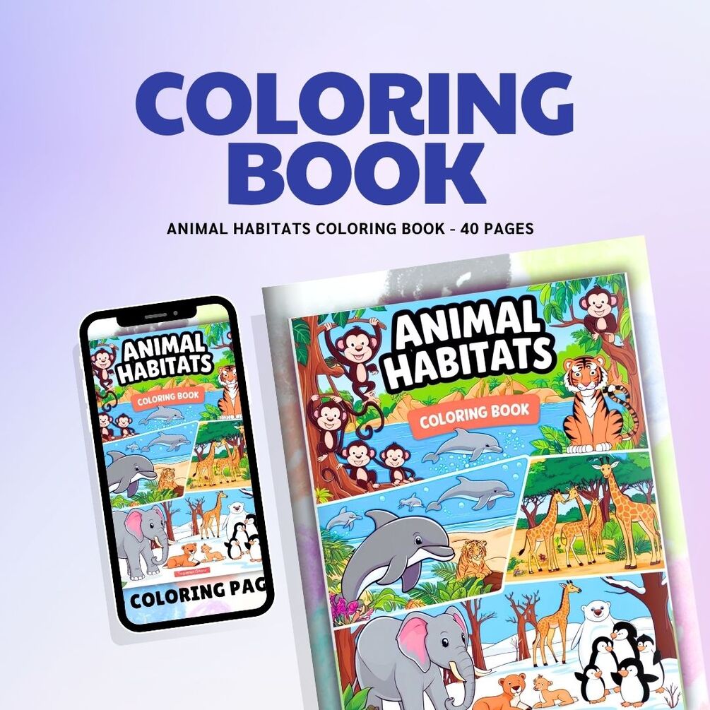 🎨 Animal Habitats Coloring Book for Kids – 40 Fun & Educational Pages