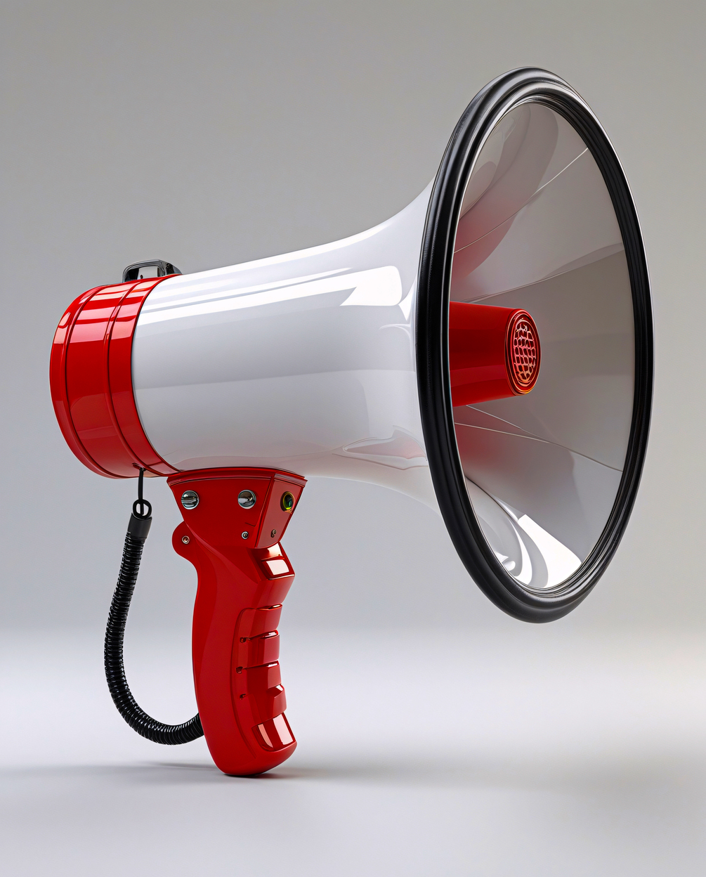 Futuristic 3D classic Red and White Megaphone Communication and Public ...