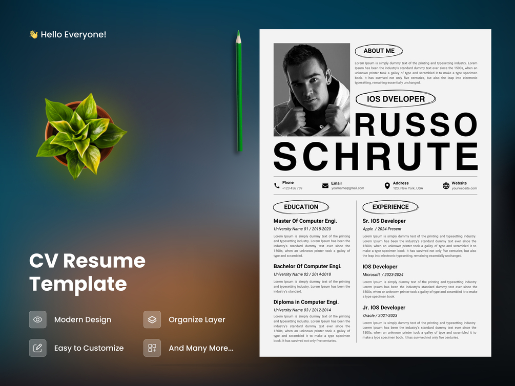Resume / CV Template - Russo Schrute (Free Download)