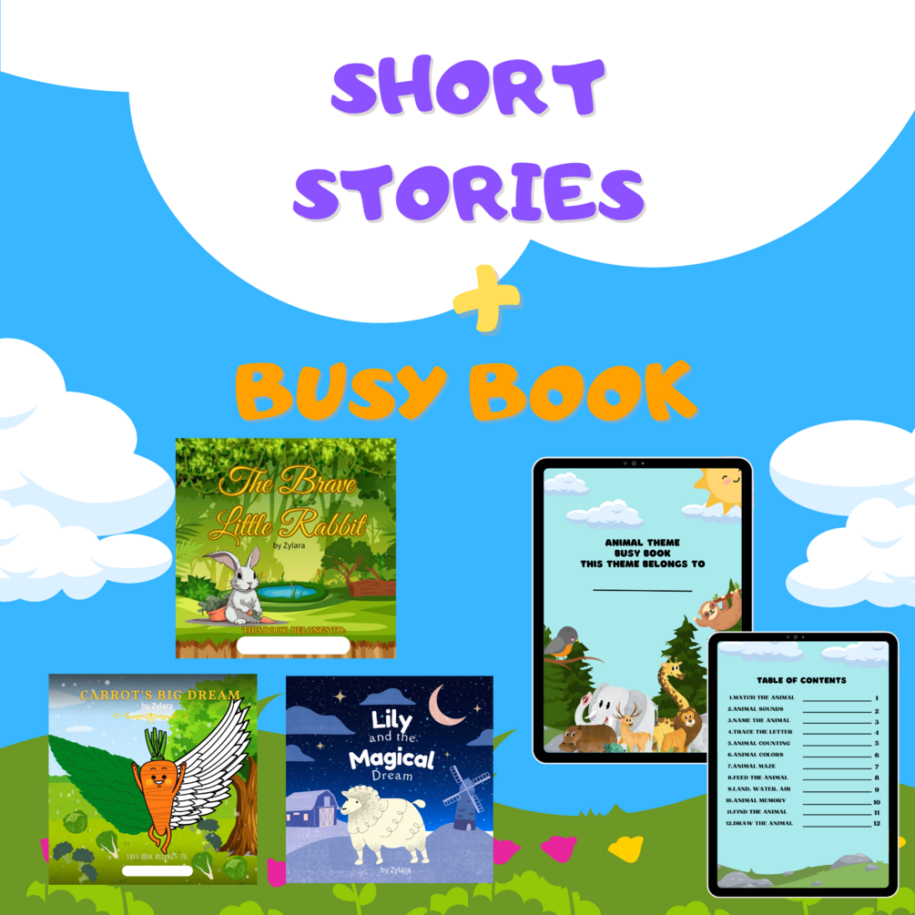 Kids' Short Story Books + Animal Theme Busy Book
