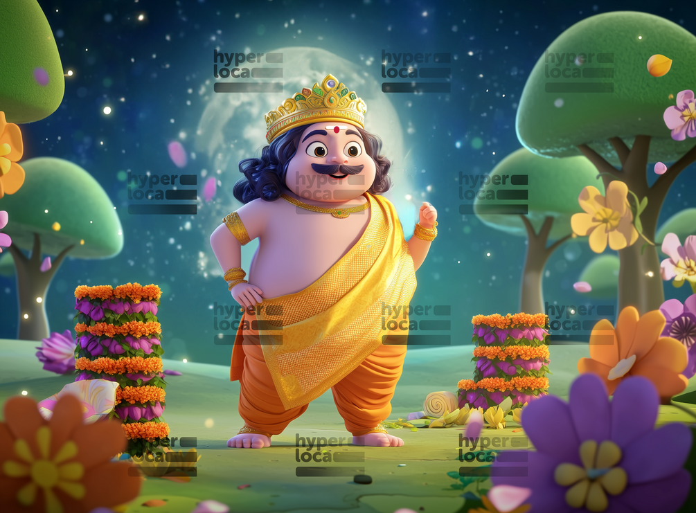 Vibrant Maveli Mahabali Stock Illustration - Onam Festival Art _qq8