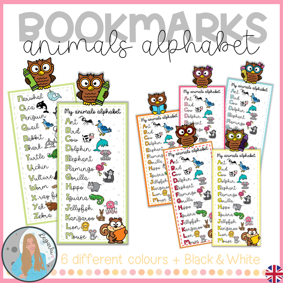 ANIMALS ALPHABET BOOKMARK