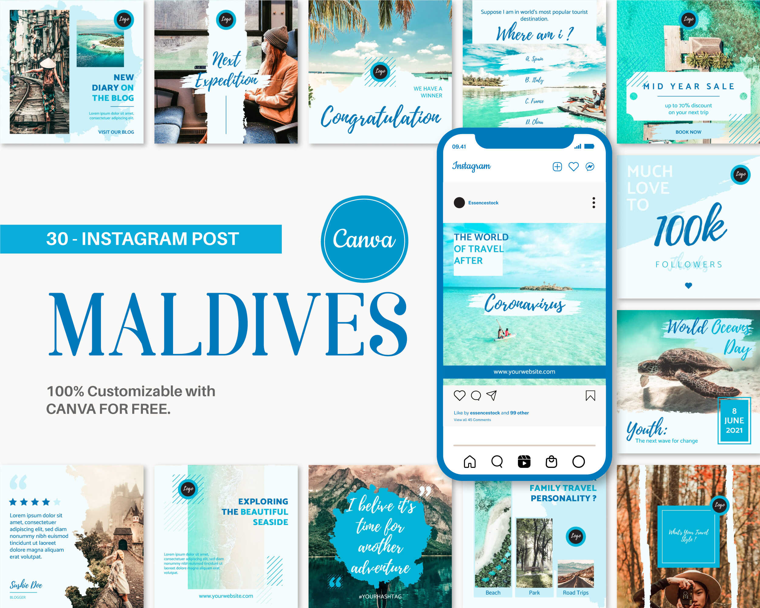 1,080 Instagram Post Canva Templates (Square Size, HD, Premium Design)