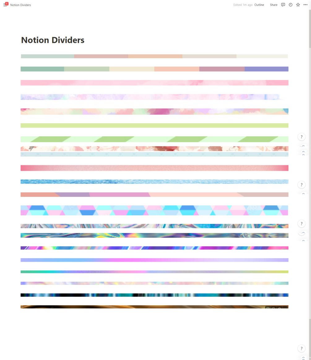 Notion dividers/partitions