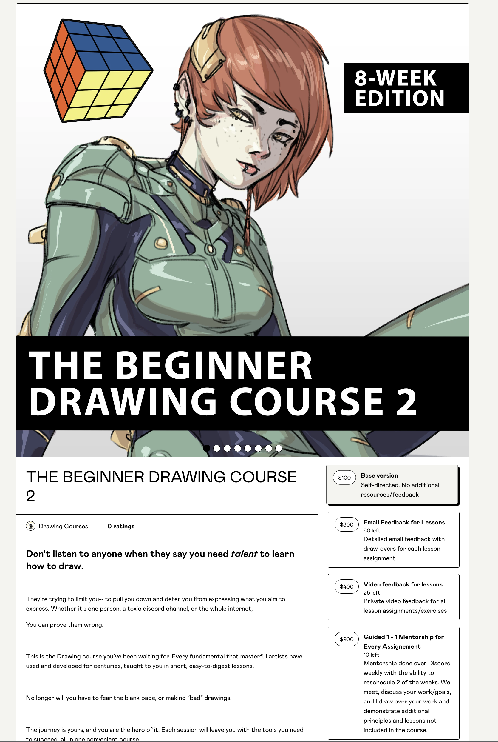 Beginner Drawing Course 2 - Additional Tiers & Feedback now available - The Beginner Drawing Course