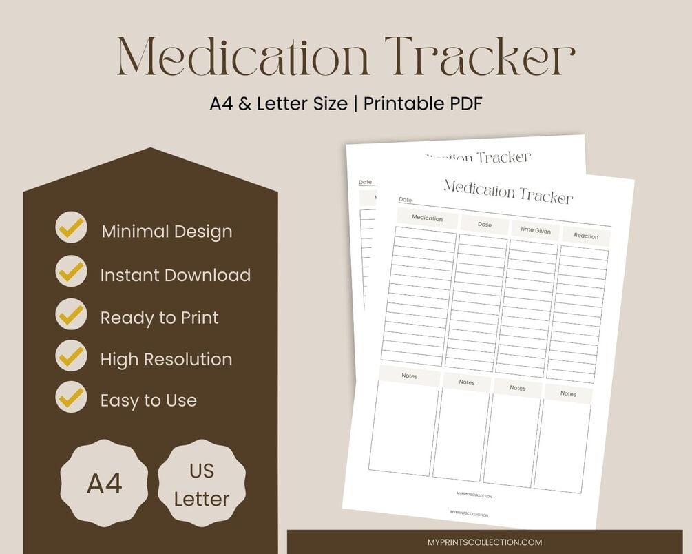 Medication Tracker Planner Printable | A4/Letter Size | PDF Template ...