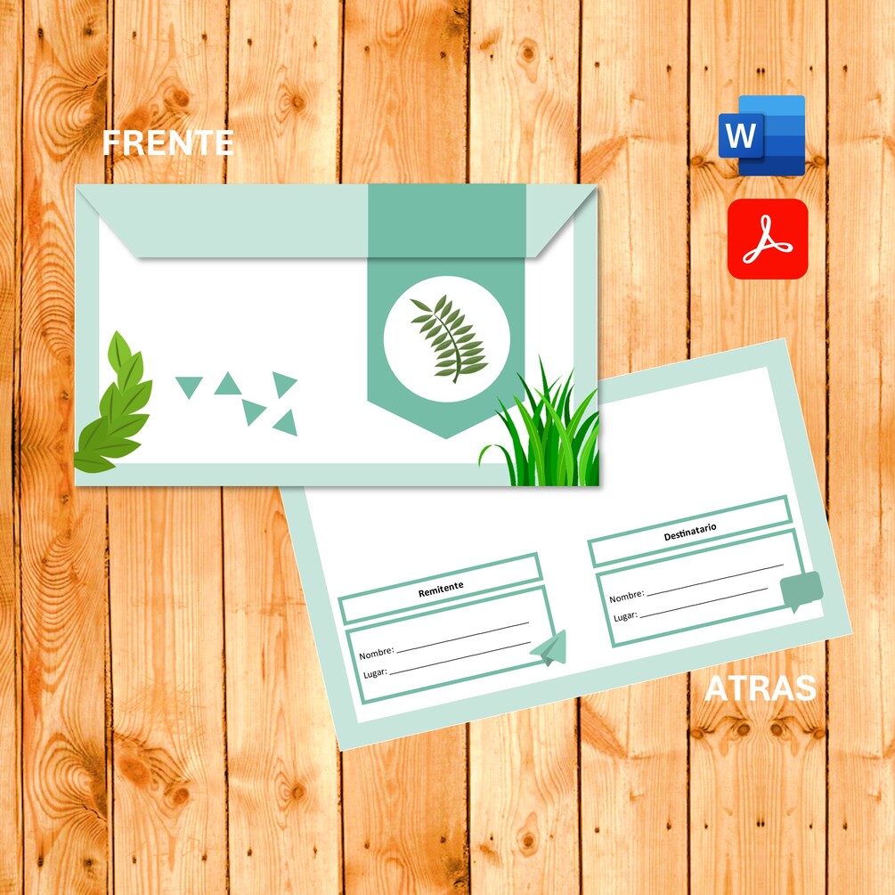 Plantilla de sobre para cartas - Word y PDF - Incluye hoja decorada ...