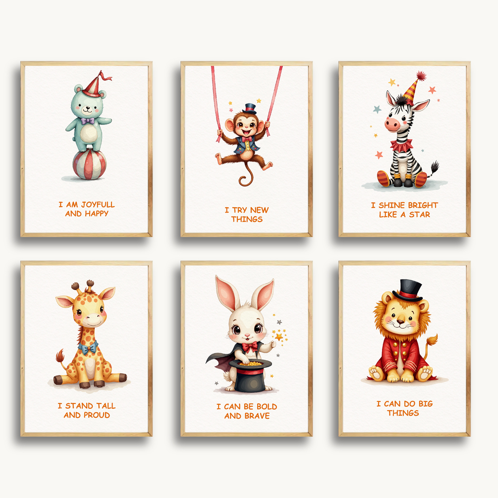 Safari Animal Affirmation Wall Art Printable ,6 set Kids Room ...