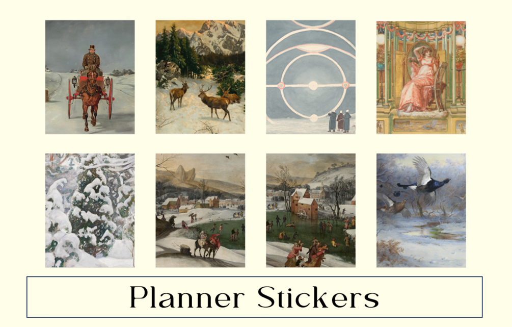 Vintage Winter Planner Stickers Sheet 1