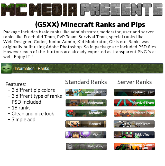 (GS34) Minecraft Ranks and Pips