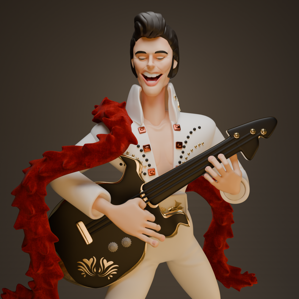 Elvis Presley Cartoon Iconic Pose 3D Model