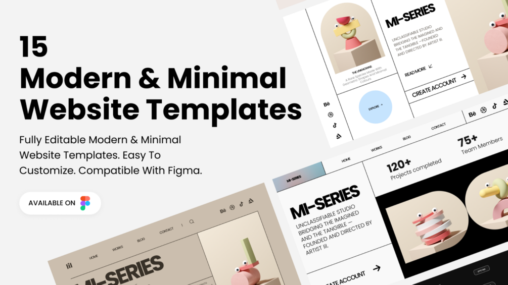 15 Modern & Minimal Website Templates For Figma