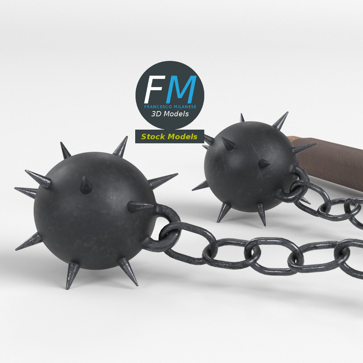 3D MODEL - Twin ball flail medieval weapon 3D MODEL - Twin ball flail medieval weapon