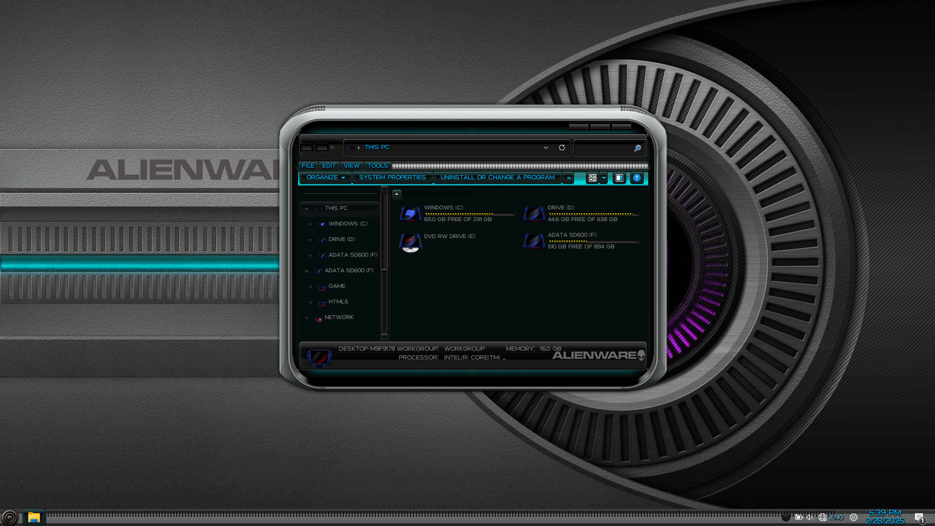 ALIENWARE AURORA Premium SkinPack for WindowBlinds - skinpacks.com