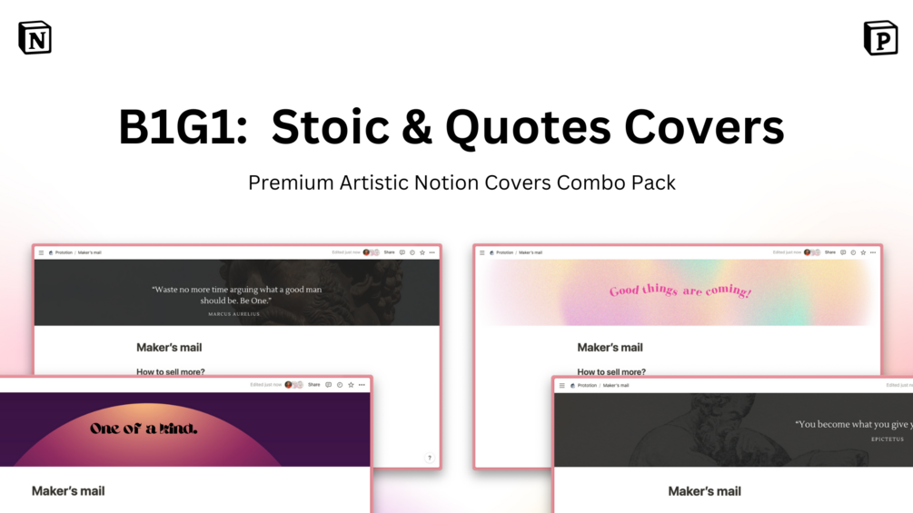 B1G1: Notion Stoic & Quotes Covers Pack