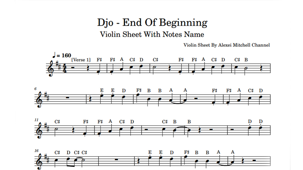 Djo - End of Beginning Violin Sheet