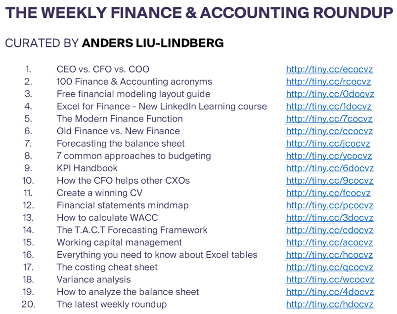 The Weekly Finance & Accounting Roundup - Week 5