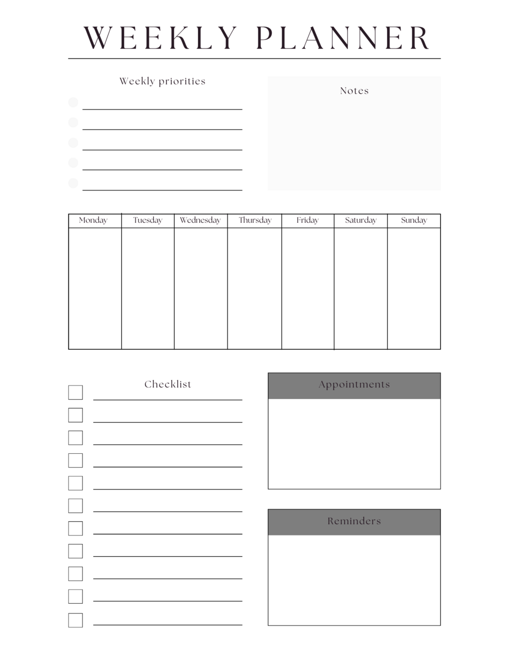 *FREEBIE* Weekly Planner Template