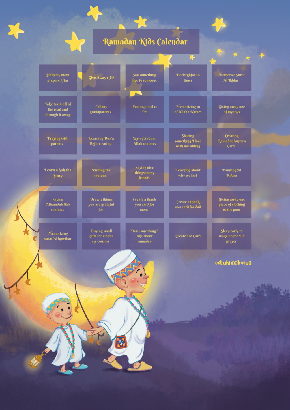 Ramadan Kids Activities Calendar A3