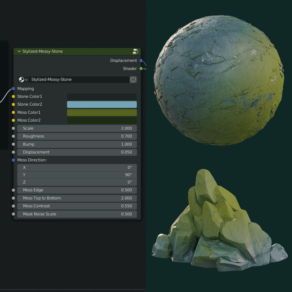 Blender 3D: Stylized Mossy Stone