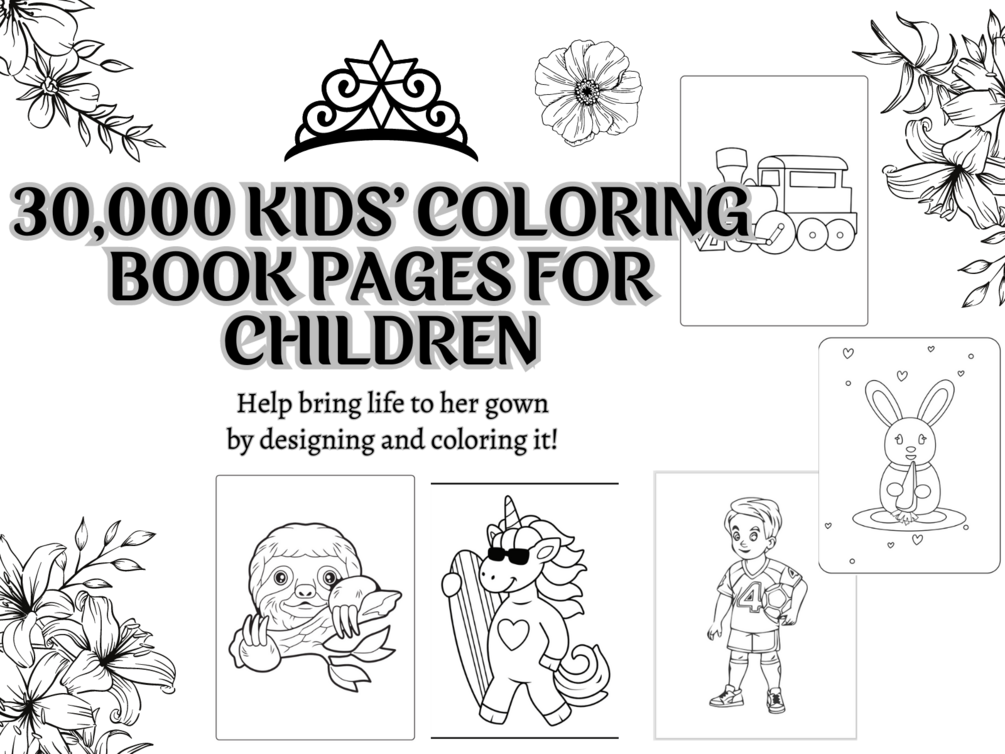 30,000 kids' coloring book pages for children, KDP, and Easy Resell