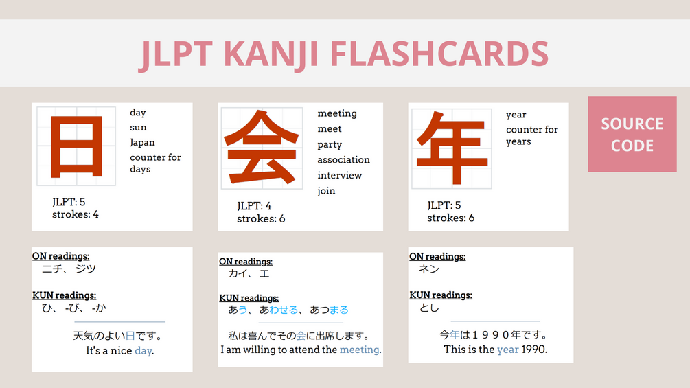Japanese Kanji Flashcards