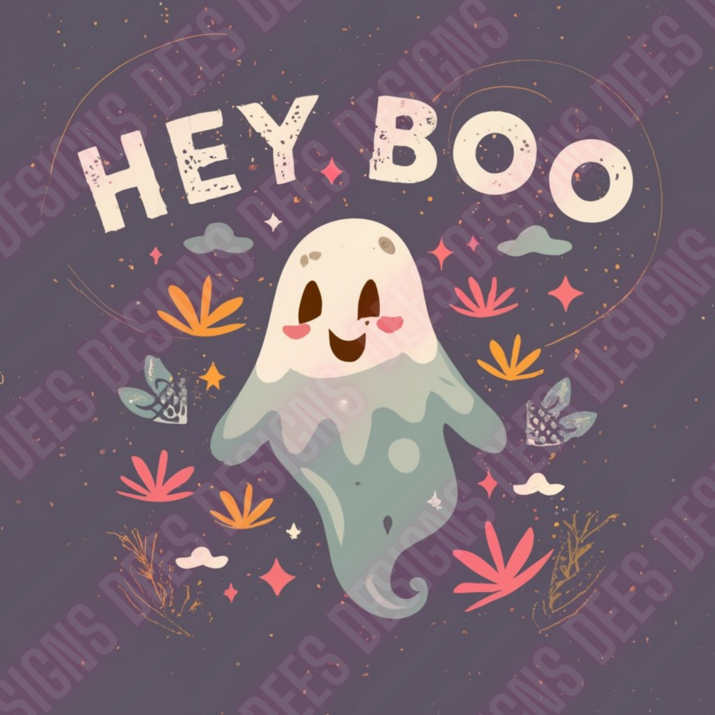 “Hey Boo” Halloween Ghost Graphic Design Tshirt Art
