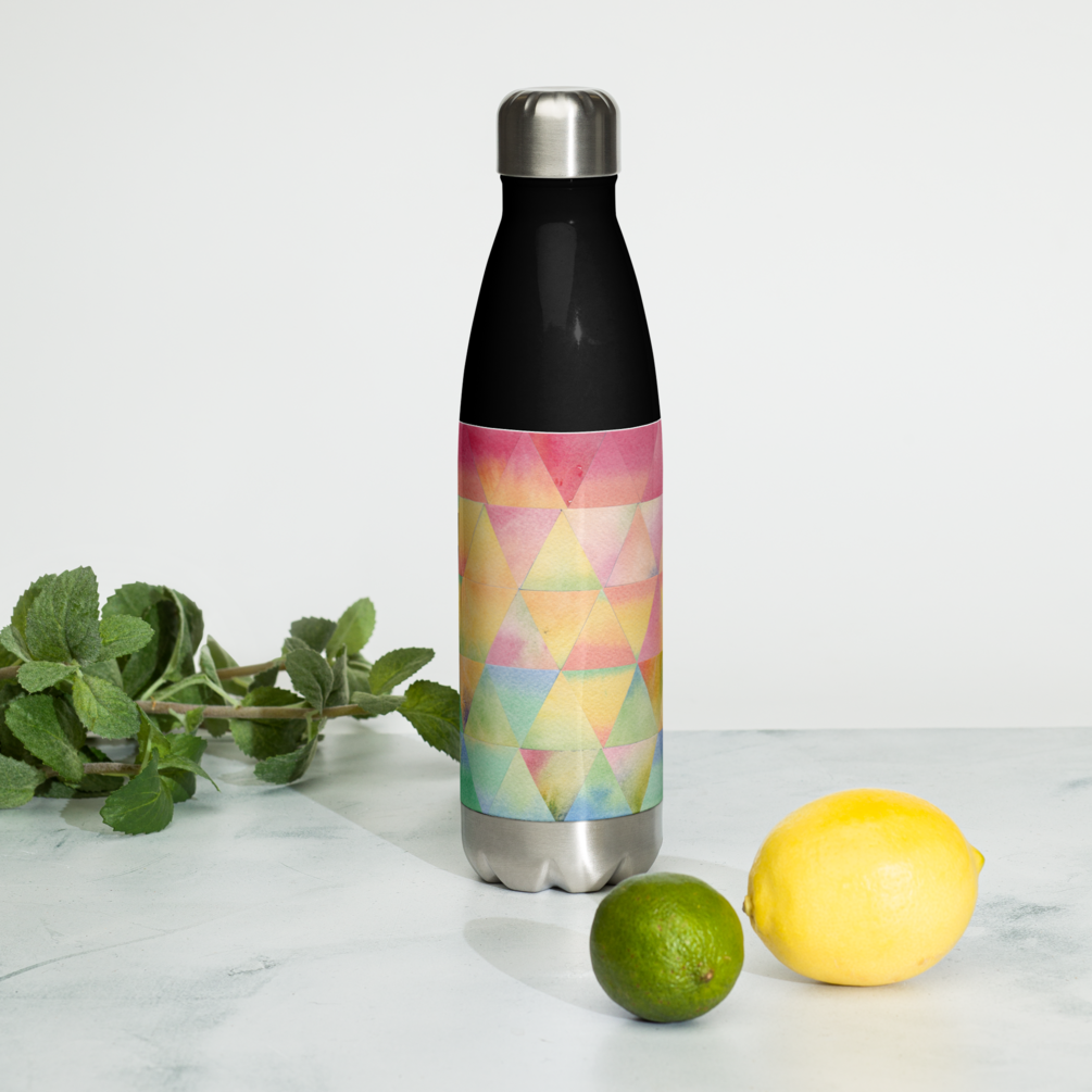 Rainbow triangles stainless steel water bottle