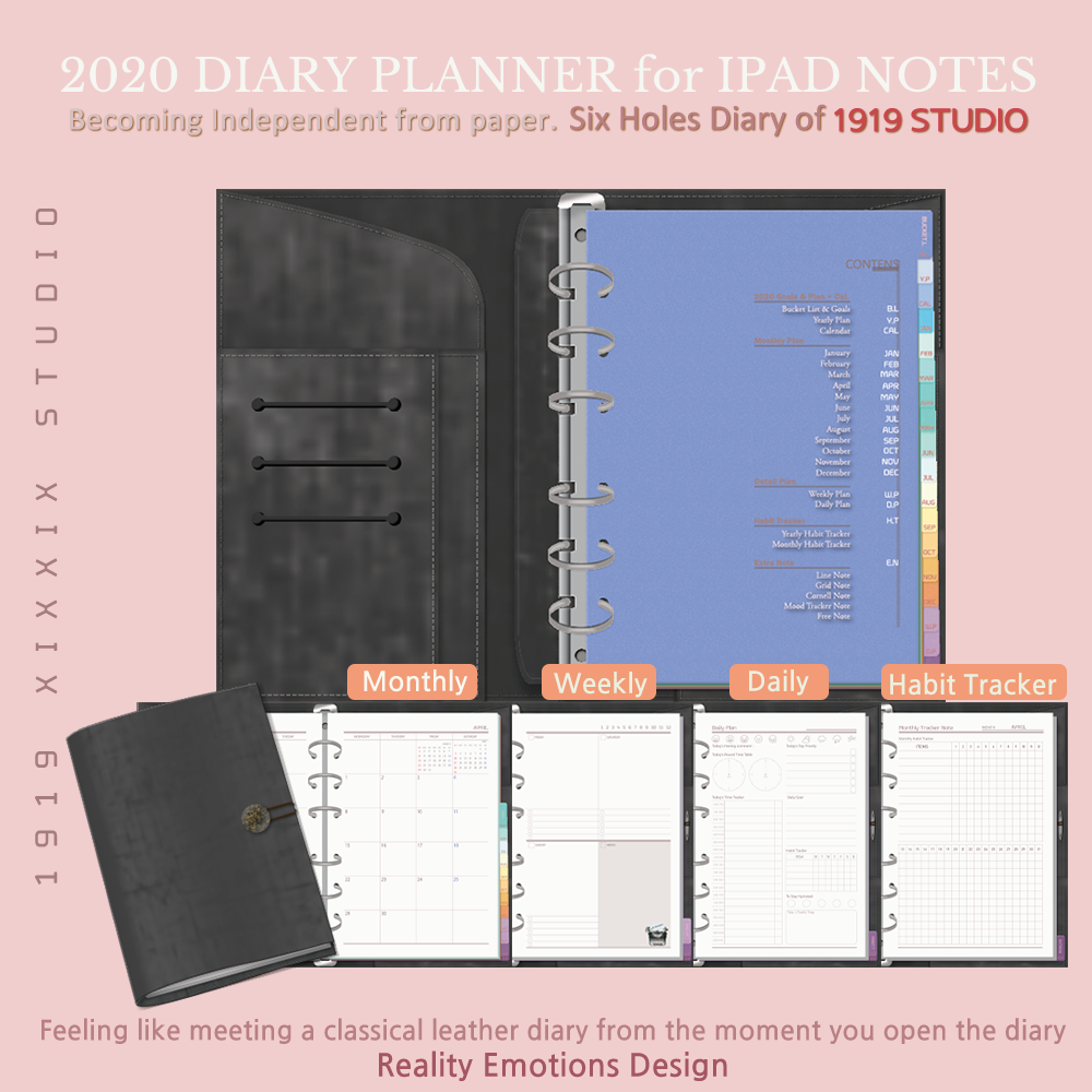 [1919 XIXXIX STUDIO] 2020 Diary Planner for IPAD Notes app