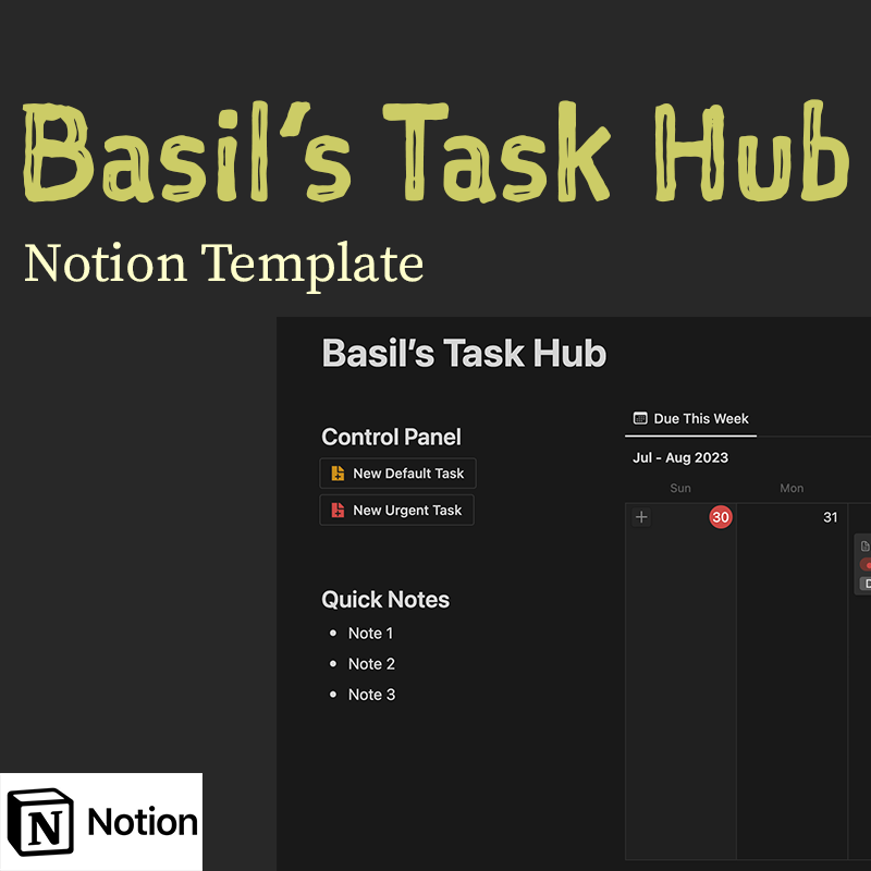 Basil's Task Hub Notion Template
