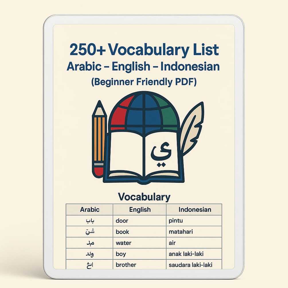 250+ Vocabulary List: Arabic – English – Indonesian (Beginner Friendly PDF)
