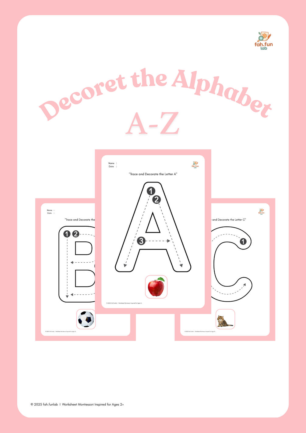 Decorating Letters A–Z I Worksheet Edukatif Usia 2+ I Montessori Inspired