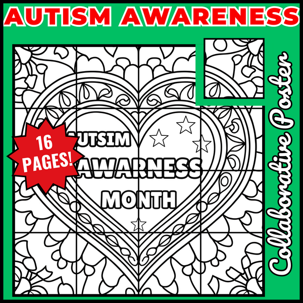National Autism Awareness Month Collaborative Coloring Posters Bundle