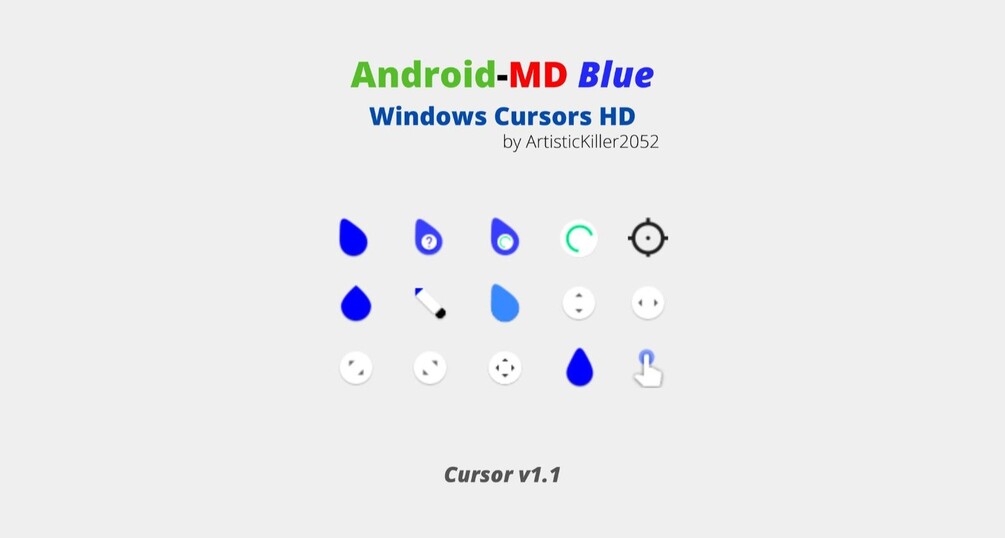 Android Material Design v1.1 Blue Cursor HD Windows 11/10/7
