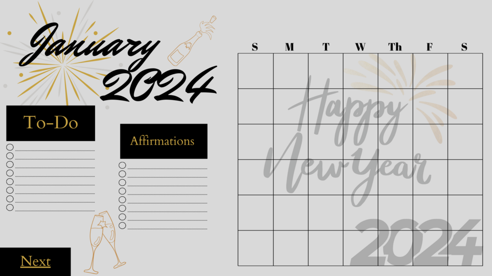 12 Month Digital Themed Calendar