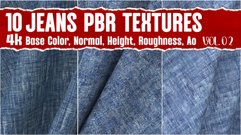 10 Jean Fabric VOL.02|4K Seamless PNG PBR Textures