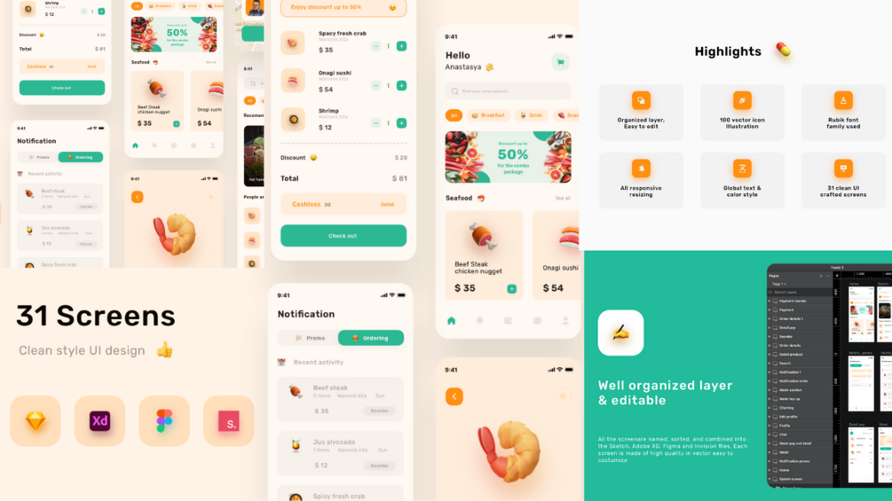 Food Delivery UI KIT - Designed Template for Restaurant Food Order