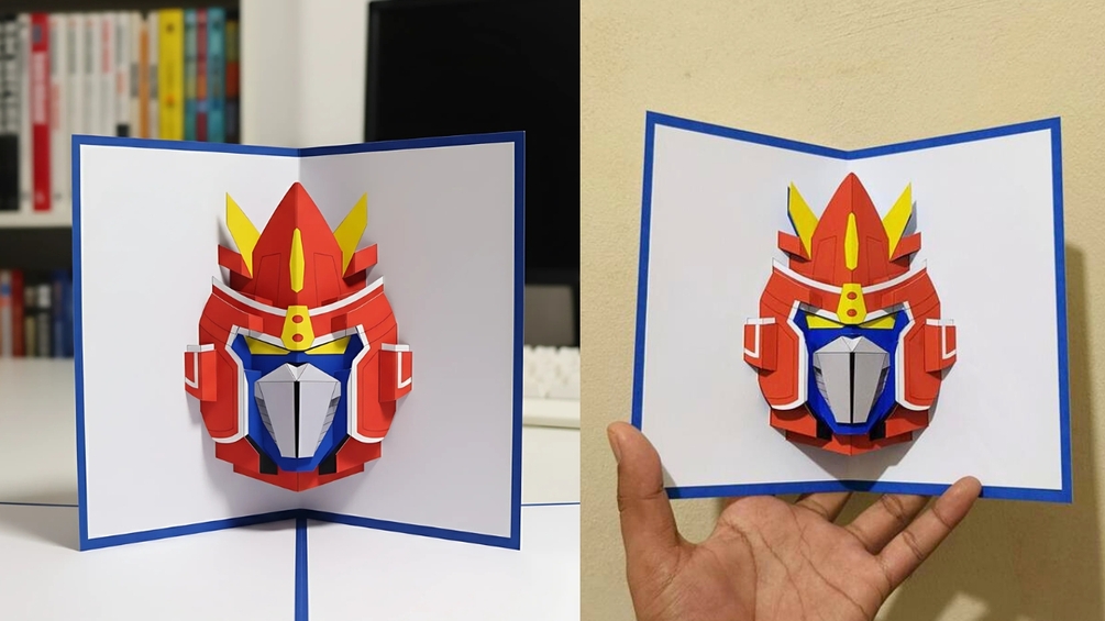 Voltes V Kirigami I Pop-up Card Colored Template | Printable PDF ...