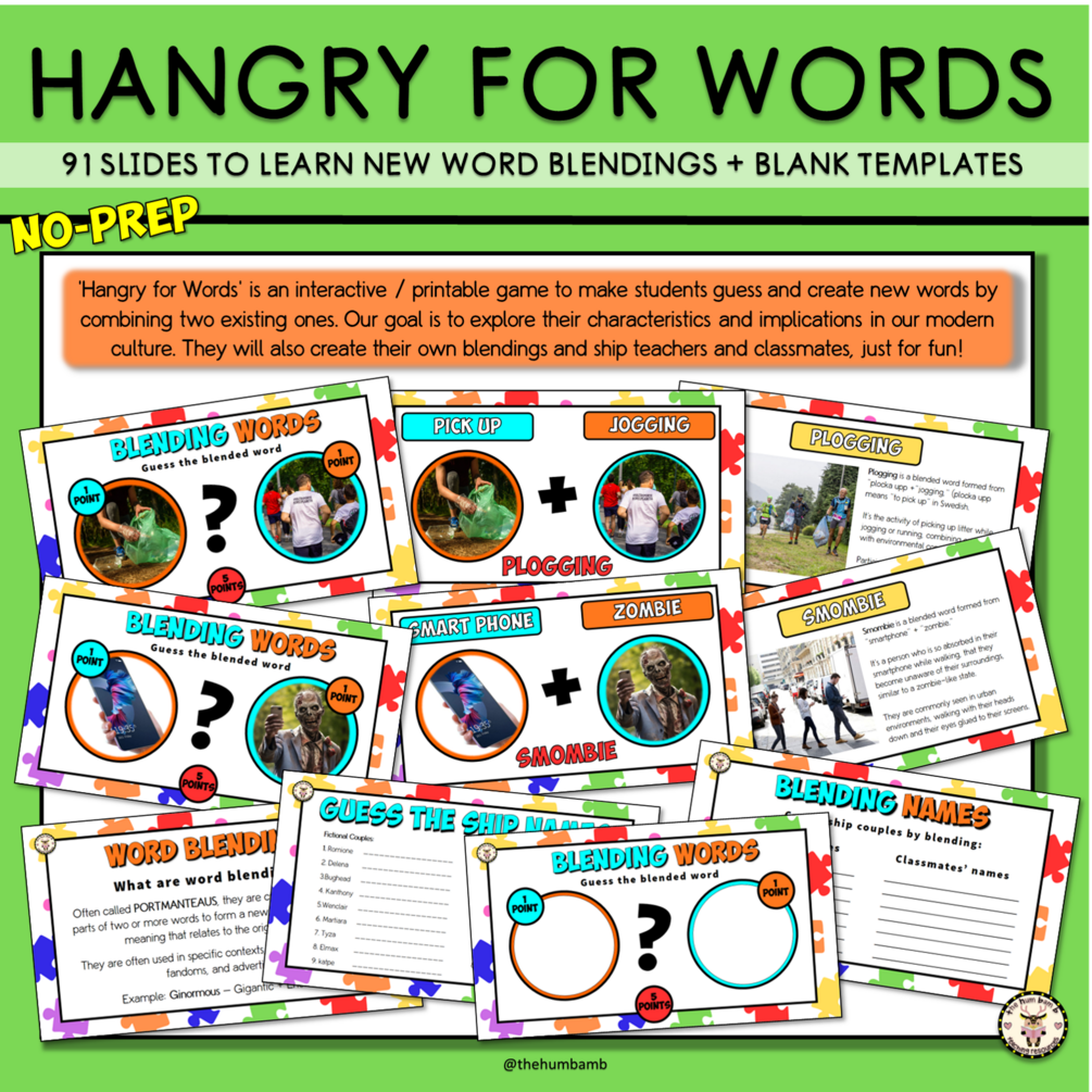 FUN PORTMANTEAU WORD BLENDINGS AND SHIP NAMES GUESSING GAME AND TASKS