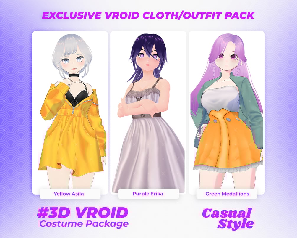 VRoid Clothing Pack, Streamer Outfits, Casual Style, Girl Fashion ...