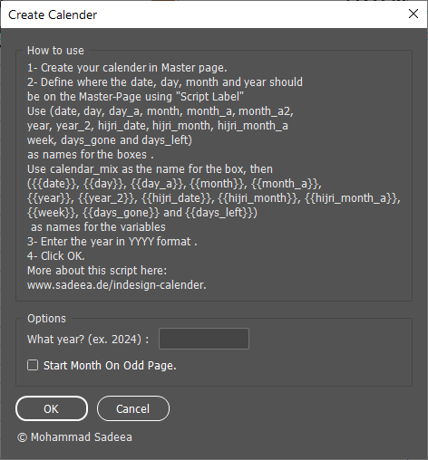 Calendar Script v1.0 + Calendar Script Variables Creator v1.0.5