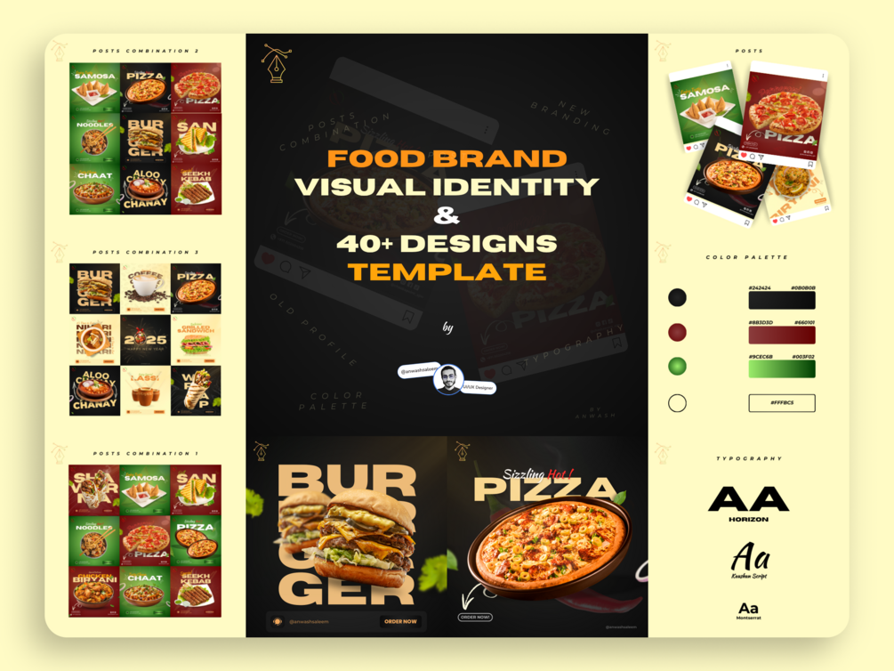 Food Brand Visual Identity & 40+ Designs Template