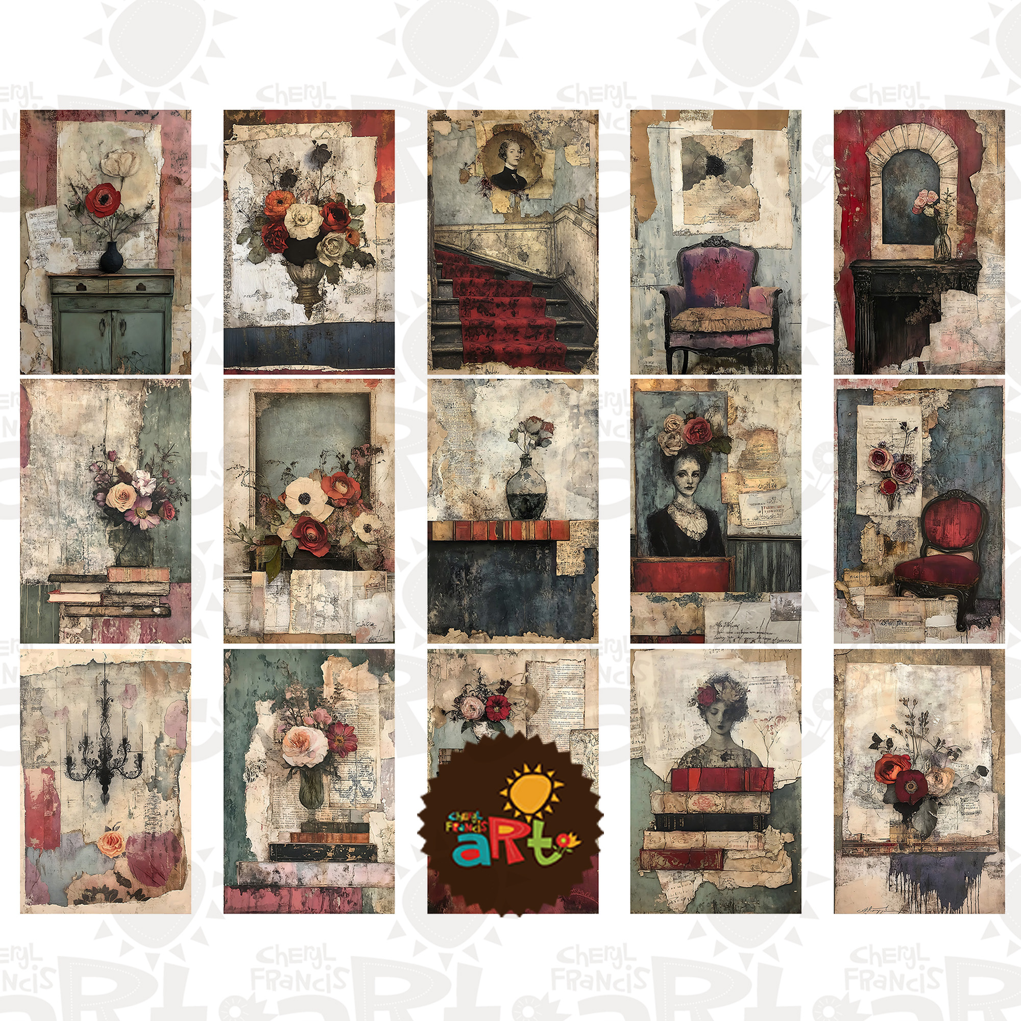 30 pc Home Decor Scrap Style Elegance Collage Printable Junk Journal ...