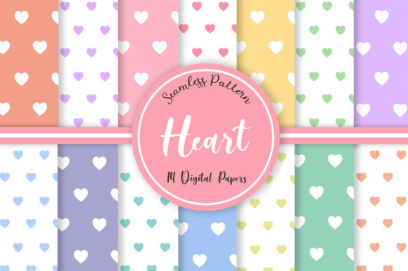 Pastel Heart Seamless Pattern Digital Papers.