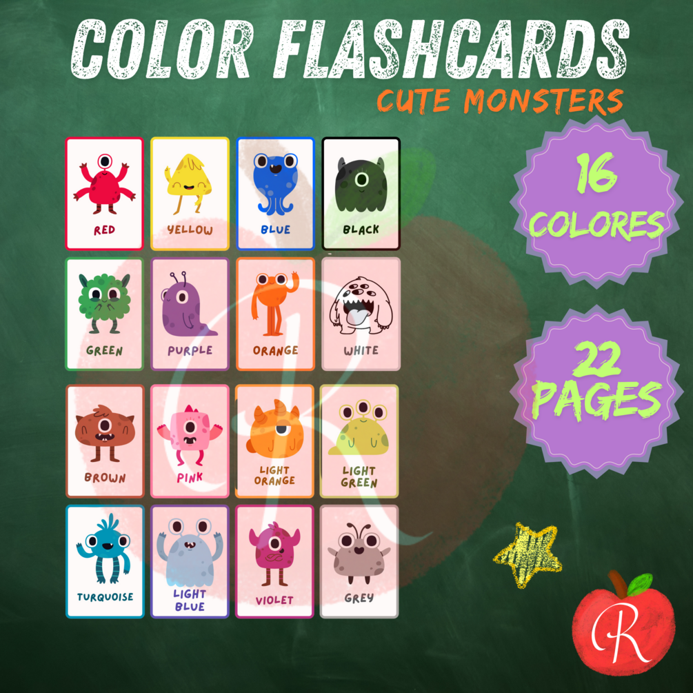 Monster Color Flashcards / English - Spanish / Fun Monster-Themed Color ...